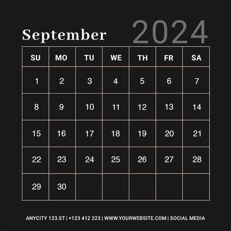 Instagram Post Setembro Calendário Mesa 2024 Modelo E Planejador De