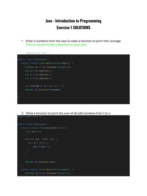 Java Exercise 1 Solutions Pdf Computer Science Computing