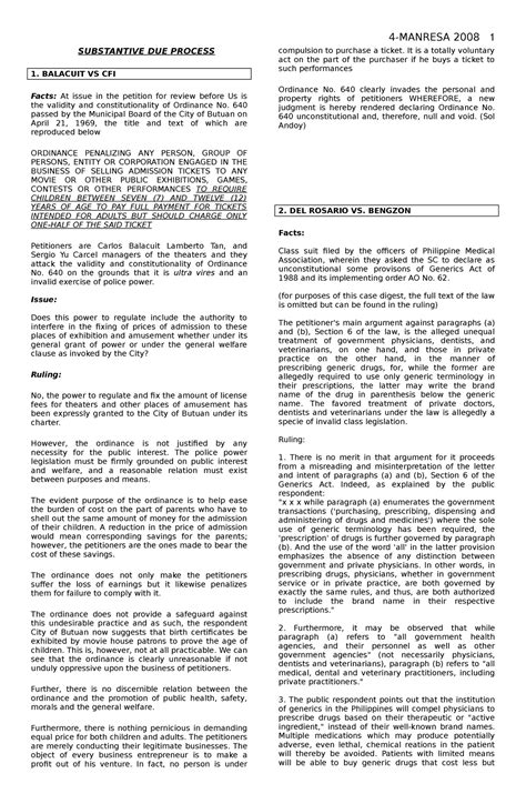 37026866 Substantive Due Process Substantive Due Process 1 Balacuit Vs Cfi Facts At Issue In