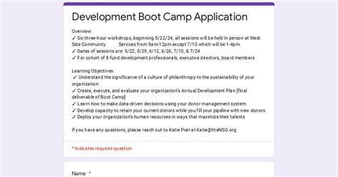 Nonprofit Support Group on LinkedIn: Development Boot Camp Application