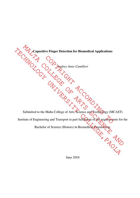 PDF Capacitive Finger Detection For Biomedical Applications