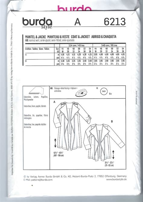 Uncut Burda Style Sewing Pattern Coat Without Collar And Etsy
