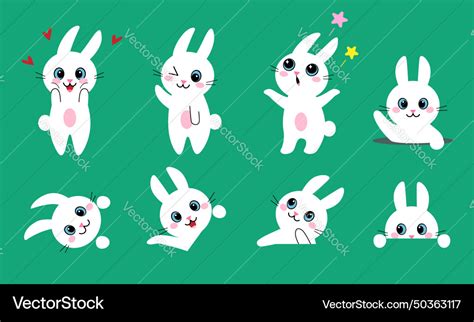Cute White Bunny Character Design Royalty Free Vector Image