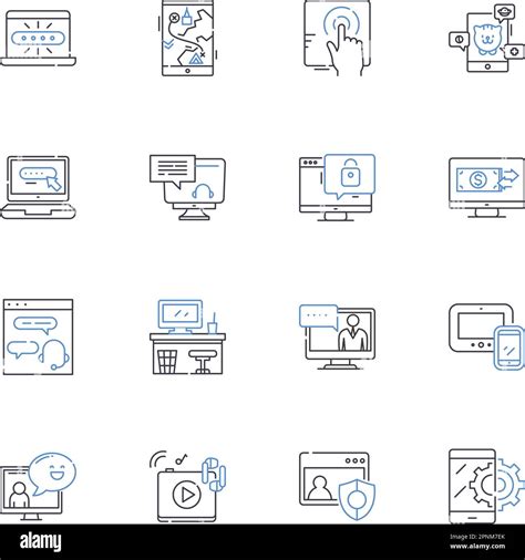 Internet Promotion Line Icons Collection Seo Ppc Content Social