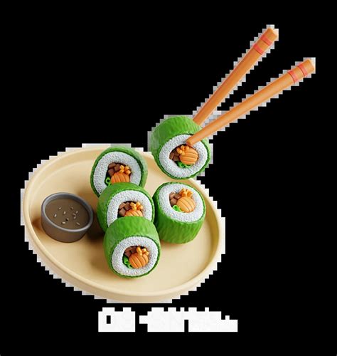 亚洲美食寿司紫菜包饭三维立体设计素材blender源文件： 花瓣网