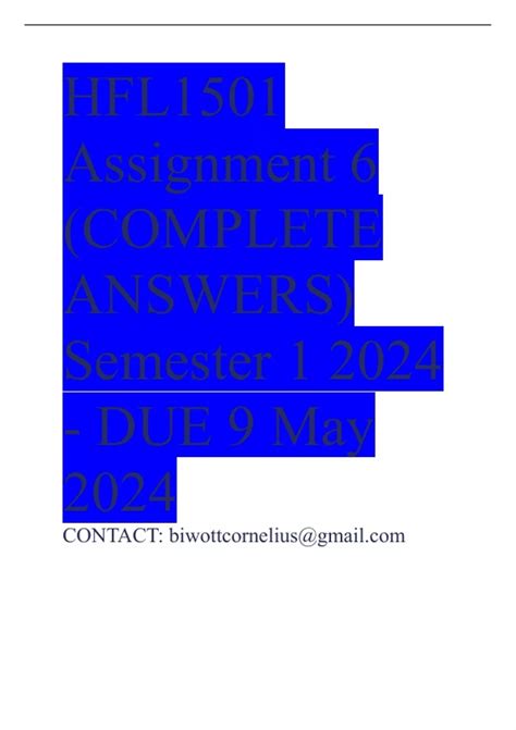 Hfl1501 Assignment 6 Complete Answers Semester 1 2024 Due 9 May 2024 Hfl1501 Stuvia Sa