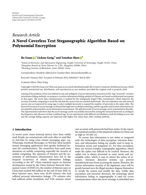 Pdf A Novel Coverless Text Steganographic Algorithm Based On Polynomial Encryption