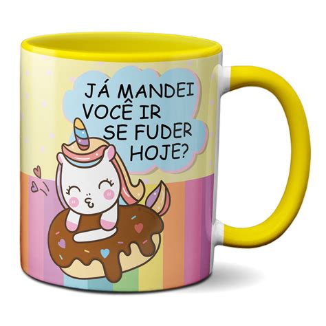 Caneca Vai Se Foder Unicórnio Xingando Xícara Engraçada Minha Caneca