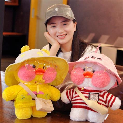 Rental 30cm Leuke Lalafanfan Cafe Eend Knuffel Gevuld Soft Kawaii Eend