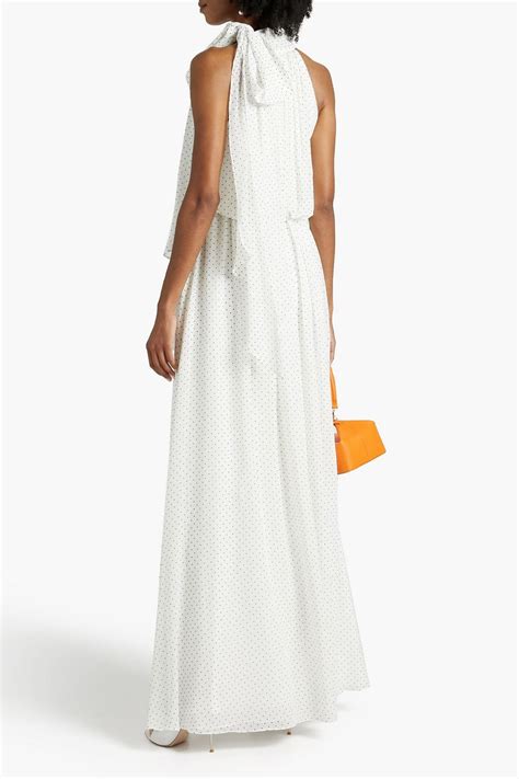 Halston Cecilia Tie Neck Polka Dot Chiffon Maxi Dress The Outnet