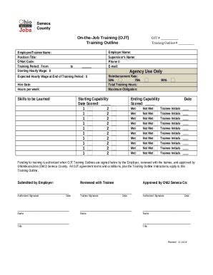 On The Job Training Programme OJT Ministry Of Labour Doc Template PdfFiller