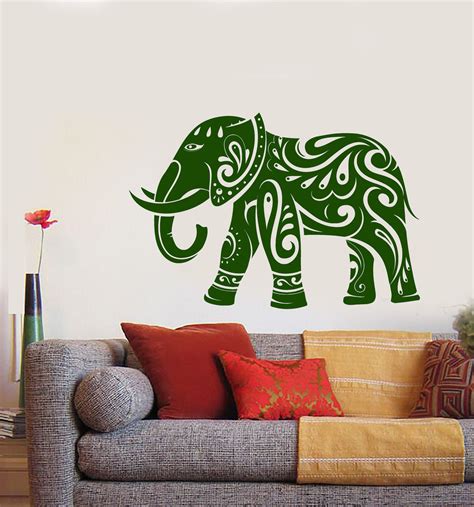 Vinyl Wall Decal Indian Beautiful Elephant Hindu Animal Stickers 2870