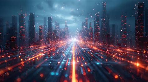 Metropolitan Data Streams Neon Pulse Concept Metropolitan Life Data Analytics Streaming