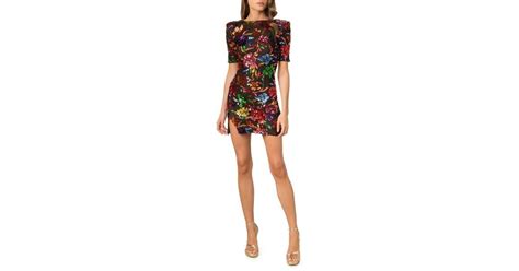 Dress The Population Maddox Floral Sequin Minidress In Red Lyst