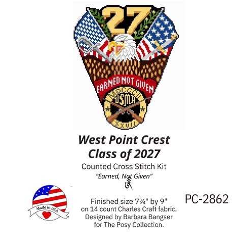 West Point Class Of 2027 Crest Cross Stitch Kit Daughters Of The U S Army T Shop Dusa