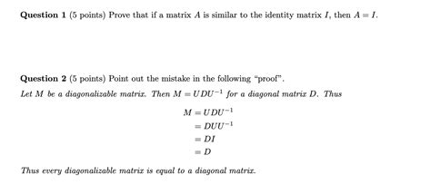 Solved Question Points Prove That If A Matrix A Is Chegg Com