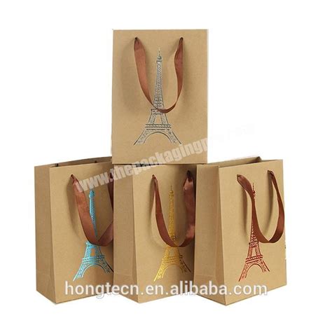 Economy Custom Printed Small Kraft Paper Bags With Handles Bulk