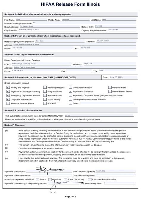 Hipaa Release Form Illinois And Example Free Pdf Download
