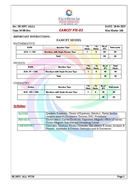 Sr Out Going Pte 02 Eamcet 20 04 2023 Qpandkey Pdf Physical