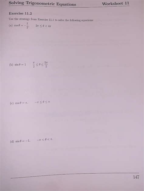 Solving Trig Equations Worksheet E
