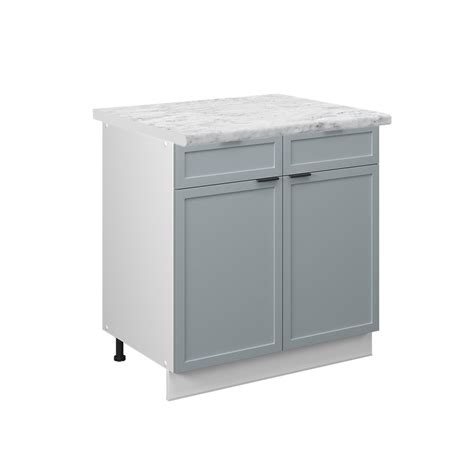 Vicco Meuble Cuisine Fame Line Bleu Clair Gris 80cm Pt Marbre