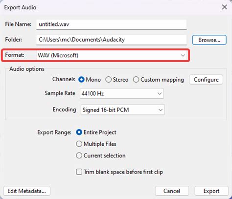 Format Option Missing Audacity Help Forum Audacity Forum