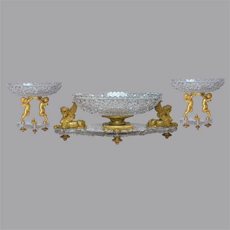 Highly Important Baccarat 19th Century Cut Crystal And Ormolu Garniture