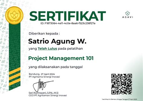 Satrio Agung Wicaksono On Linkedin Saya Baru Saja Menyelesaikan Pelatihan Project Management