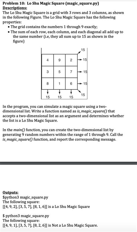 solved problem 10 lo shu magic square magic square py