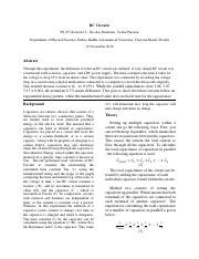 RC LAB REPORT FInal Pdf RC Circuits PS 253 Section 12 Nicolas Distefano Veena Praveen