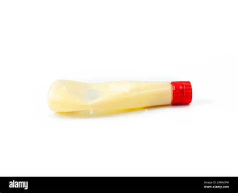 Used Mayonnaise Bottle On White Backgrond Plastic Bottle Used Stock