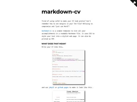 Markdown Cv