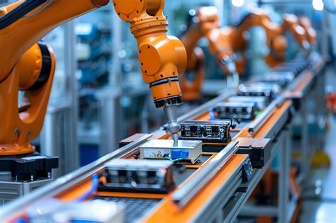 premium photo robotic arms in a hightech electronics factory
