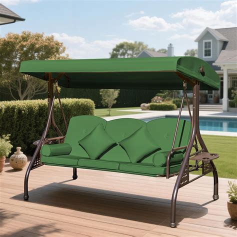 Mvpipi 3 Seat Patio Swing With Canopyconvertible Outdoor