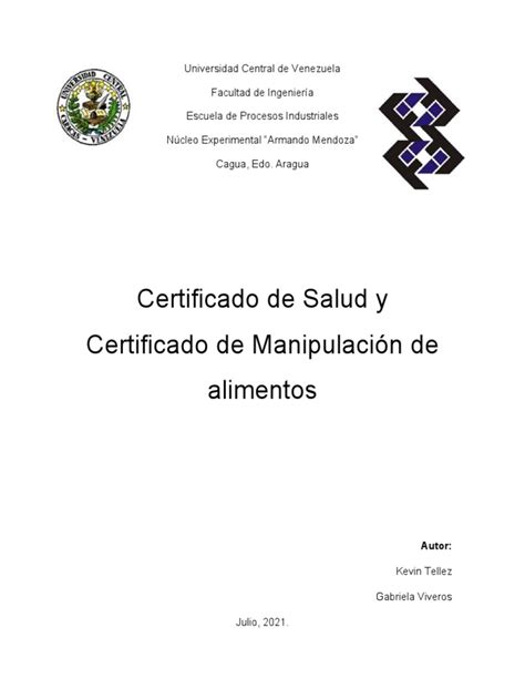 Certificado De Salud Y Manipulacion De Alimentos Pdf Seguridad