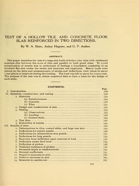 Test Of Hollow Tile And Concrete Floor Slab Reinforced In Two