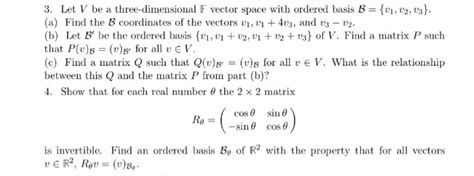 solved let v be a three dimensional f vector space with