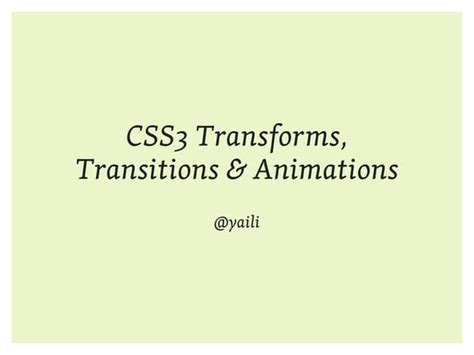 Css Animations And Transitions
