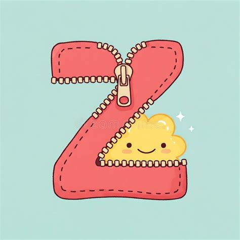 Cute Letter Z With Playful Zipper Character Stock Illustration Illustration Of Textile Trendy
