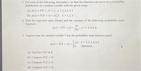 Solved For Each Of The Following Determine C So That The Chegg
