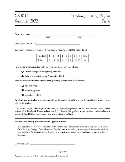 Su Final Blank Exam CS C Summer Caroline Justin Peyrin Final Print Your Name