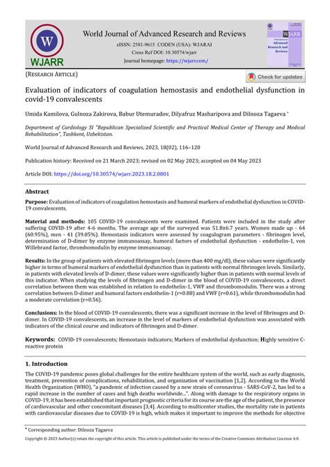 Pdf Evaluation Of Indicators Of Coagulation Hemostasis And