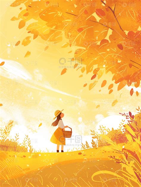 白云ai数字艺术 女孩用竹篮捡核桃秋天节气立秋插画 Ai平面元素免费下载png格式2784像素编号70850109 千图网