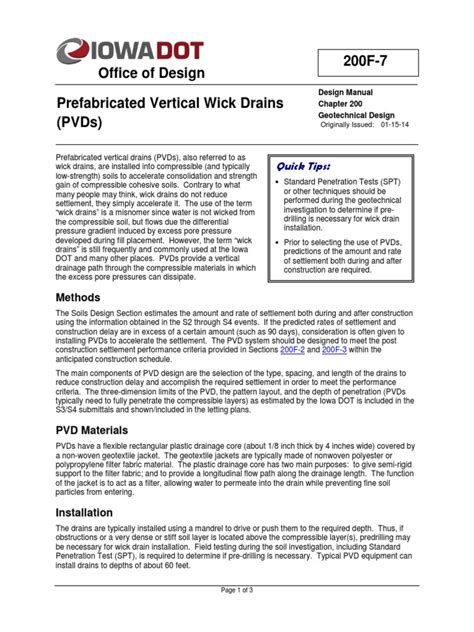 Pvd Specification Pdf Drainage Geotechnical Engineering