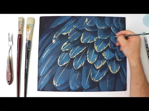 How To Draw Art Feathers Acrylic Technique On Canvas YouTube
