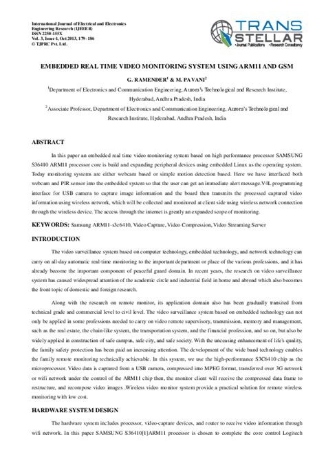 pdf embedded real time video monitoring system using arm11 and gsm