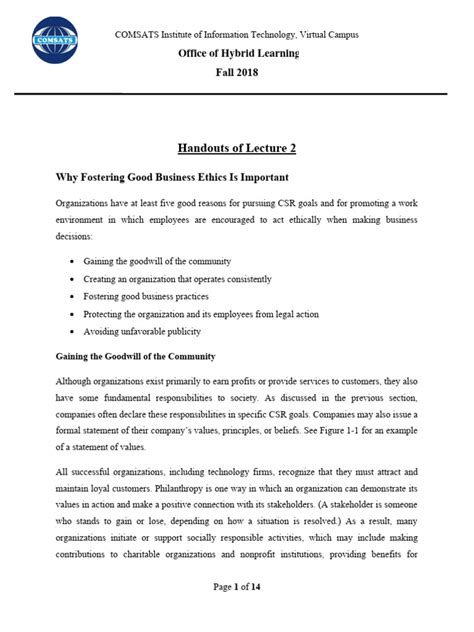 Csc110 Lecture 02 Handouts Pdf Corporate Social Responsibility