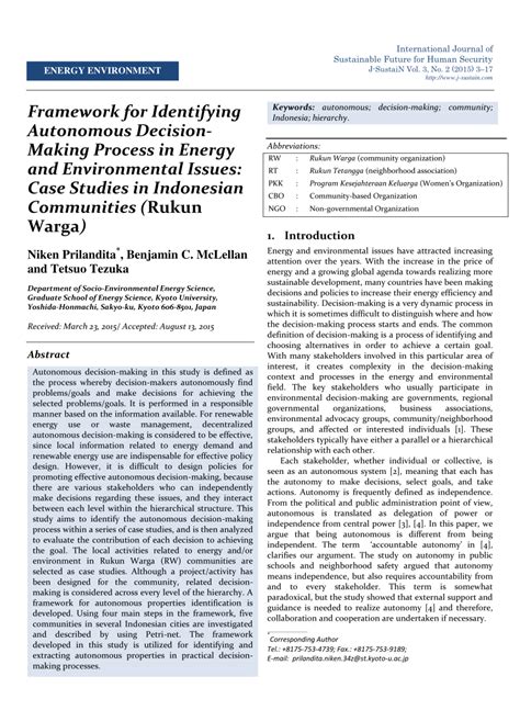 Pdf Framework For Identifying Autonomous Decisionmaking Process In Energy And Environmental