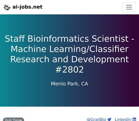 [hiring] Staff Bioinformatics Scientist Machine Learning Classifier Research And Development