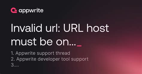Invalid Url Url Host Must Be One Of Localhost 400 Threads Appwrite